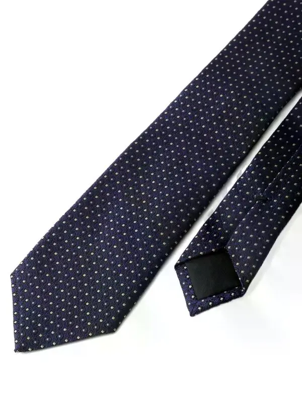 Prada Patterned Silk Neck Tie - Blue
