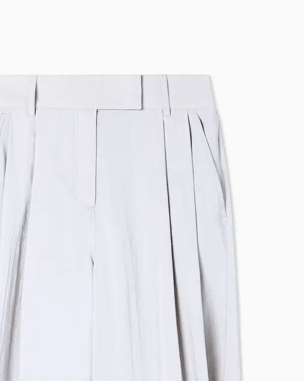 Giorgio Armani Washed Technical Silk Wide Leg Trousers - Grey