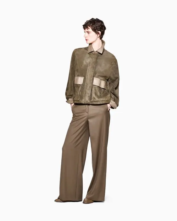 Giorgio Armani Lambskin Suede And Linen Blouson