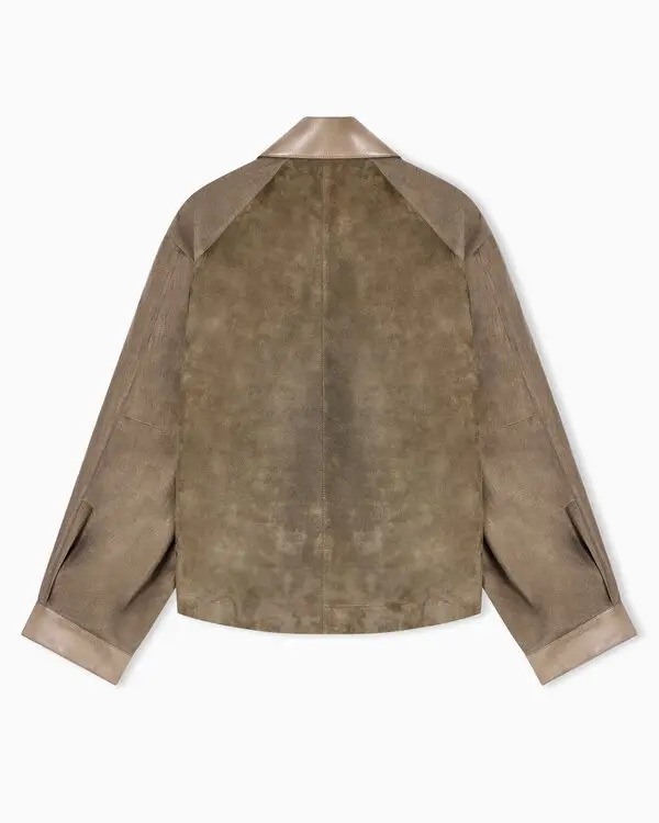 Giorgio Armani Lambskin Suede And Linen Blouson