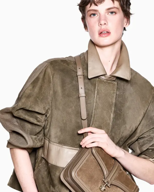 Giorgio Armani Lambskin Suede And Linen Blouson