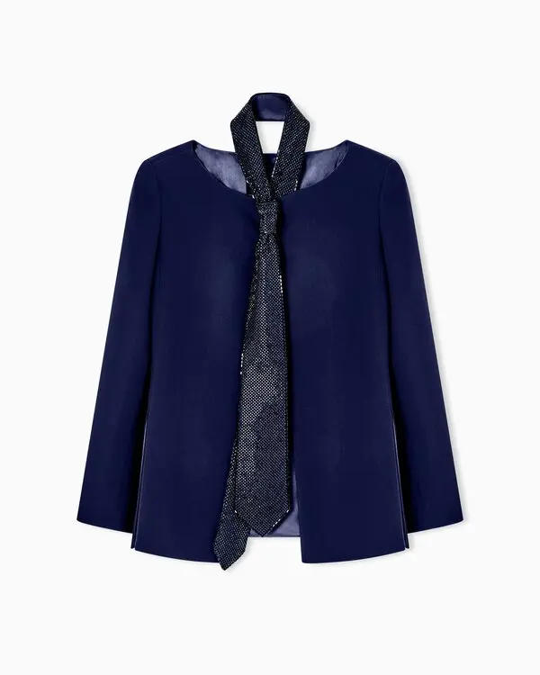 Giorgio Armani Silk Cady Jacket With Embroidered Tie - Patterned