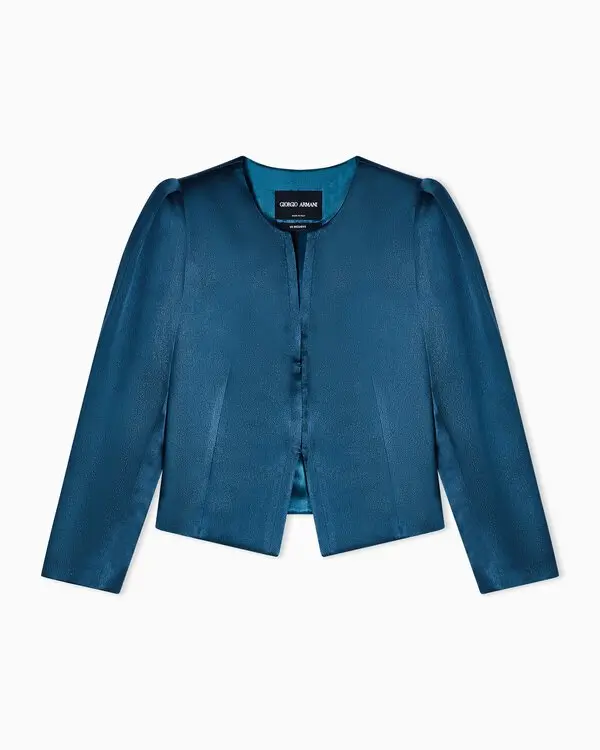 Giorgio Armani Silk Satin Jacket - Blue