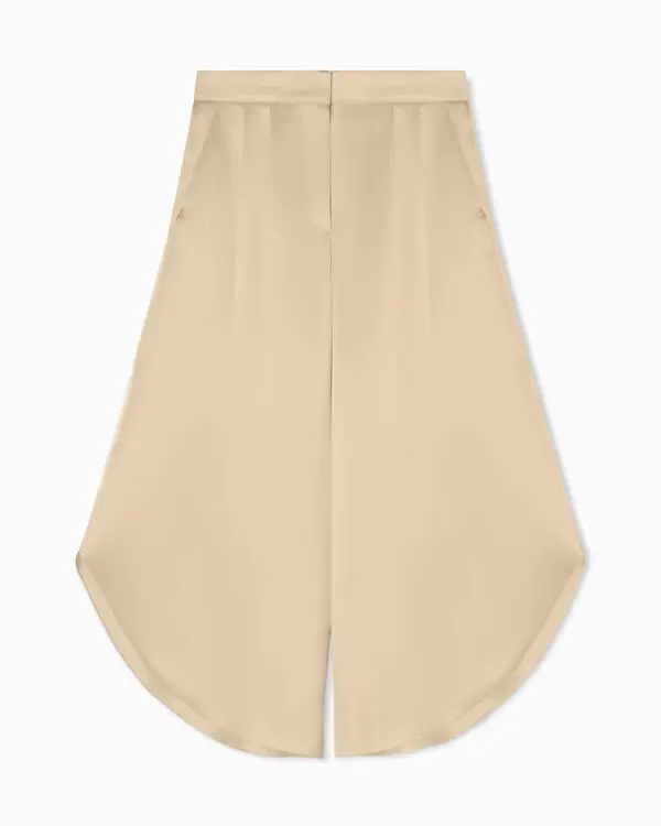 Giorgio Armani Wide Trousers In Silk Satin - Beige
