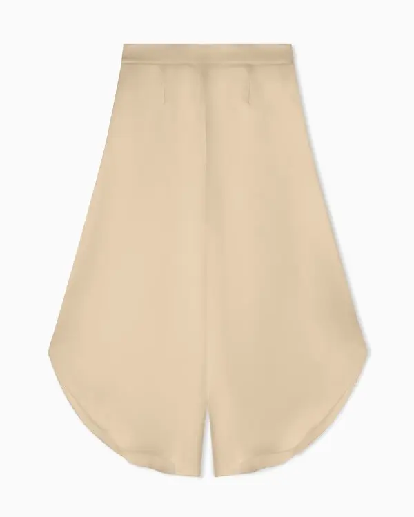 Giorgio Armani Wide Trousers In Silk Satin - Beige