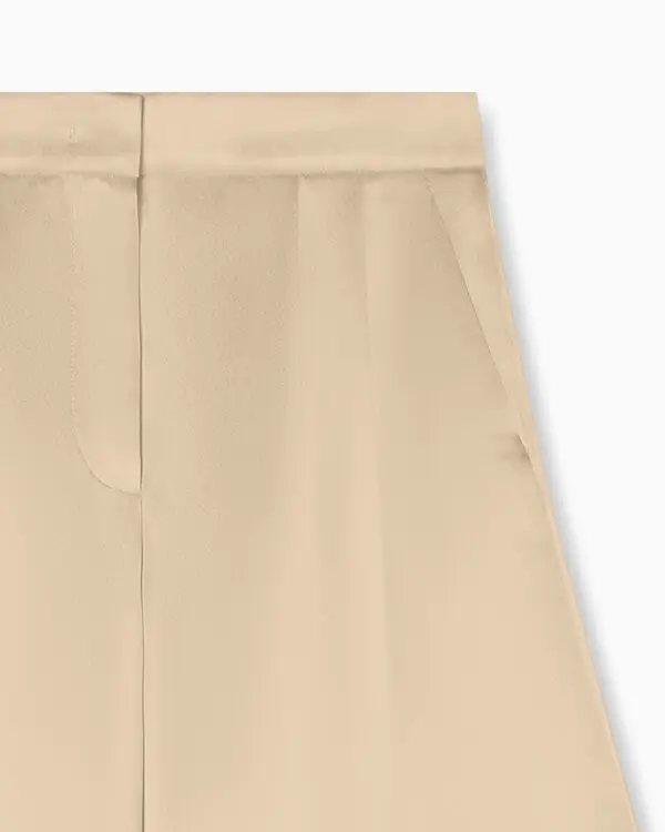 Giorgio Armani Wide Trousers In Silk Satin - Beige