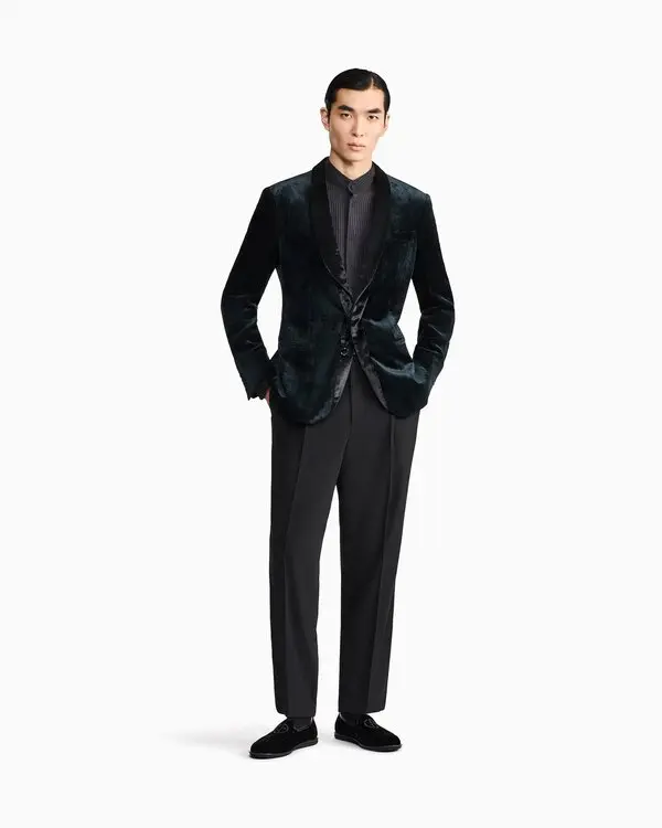 Giorgio Armani Single-breasted Devoré Velvet Jacket