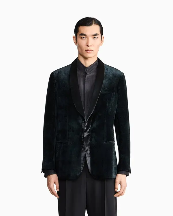 Giorgio Armani Single-breasted Devoré Velvet Jacket
