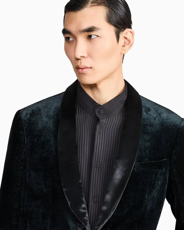 Giorgio Armani Single-breasted Devoré Velvet Jacket