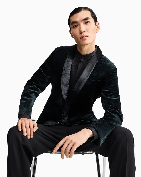 Giorgio Armani Single-breasted Devoré Velvet Jacket