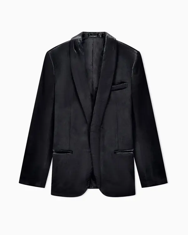 Giorgio Armani Single-breasted Velvet Jacket - Black