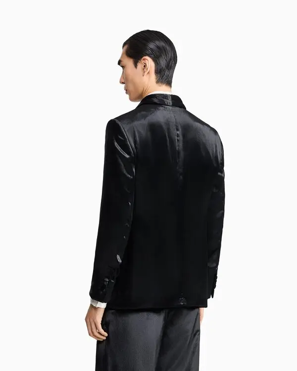 Giorgio Armani Single-breasted Velvet Jacket - Black