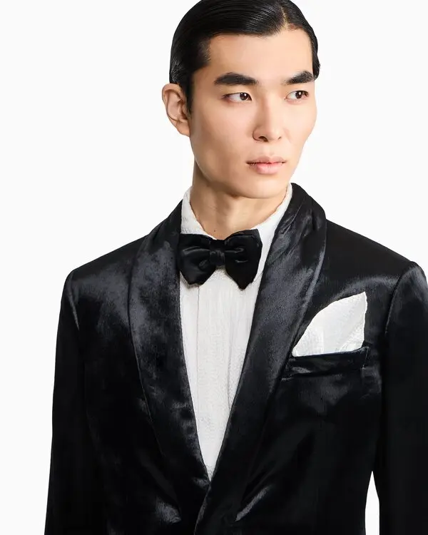 Giorgio Armani Single-breasted Velvet Jacket - Black