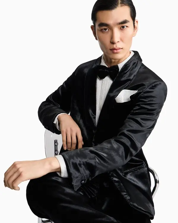 Giorgio Armani Single-breasted Velvet Jacket - Black