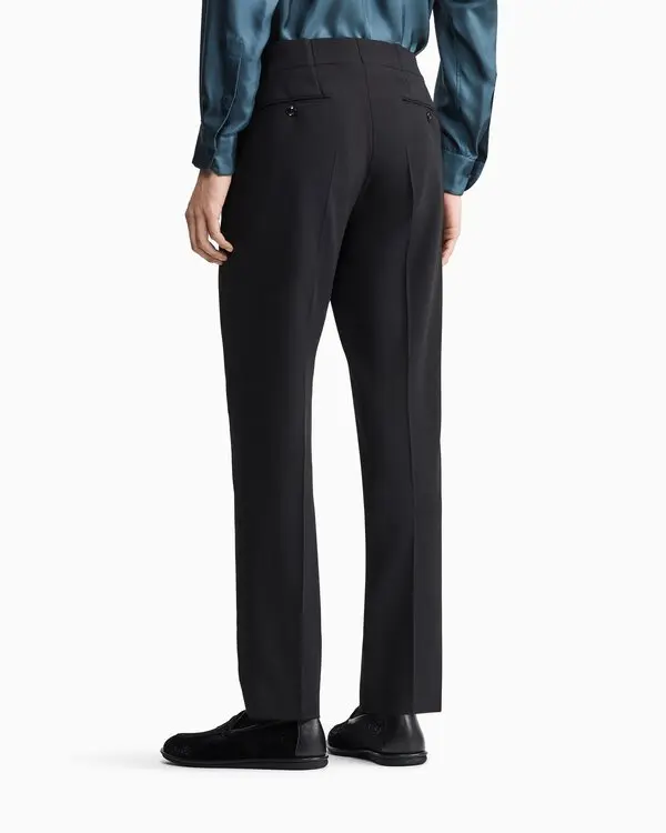 Giorgio Armani Flat-front Wool Crepe Trousers