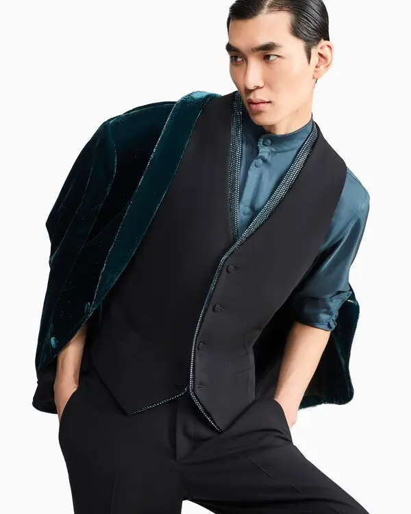Giorgio Armani Flat-front Wool Crepe Trousers