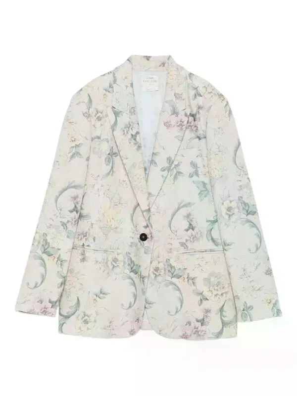 FORTE_FORTE Floral Print Single-button Blazer