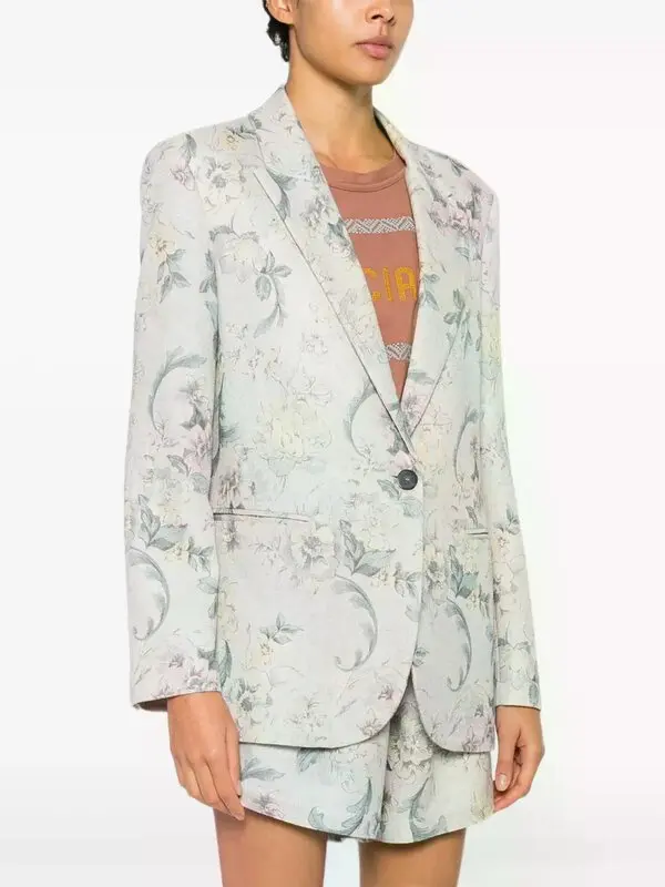 FORTE_FORTE Floral Print Single-button Blazer