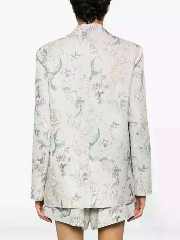 FORTE_FORTE Floral Print Single-button Blazer