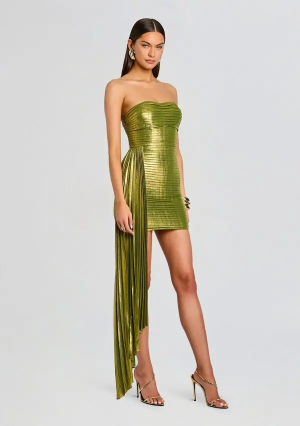 Retrofete Marcy Strapless Cocktail Dress - Metallic Peridot