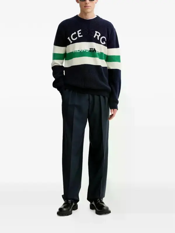 Iceberg Intarsia Striped Sweater