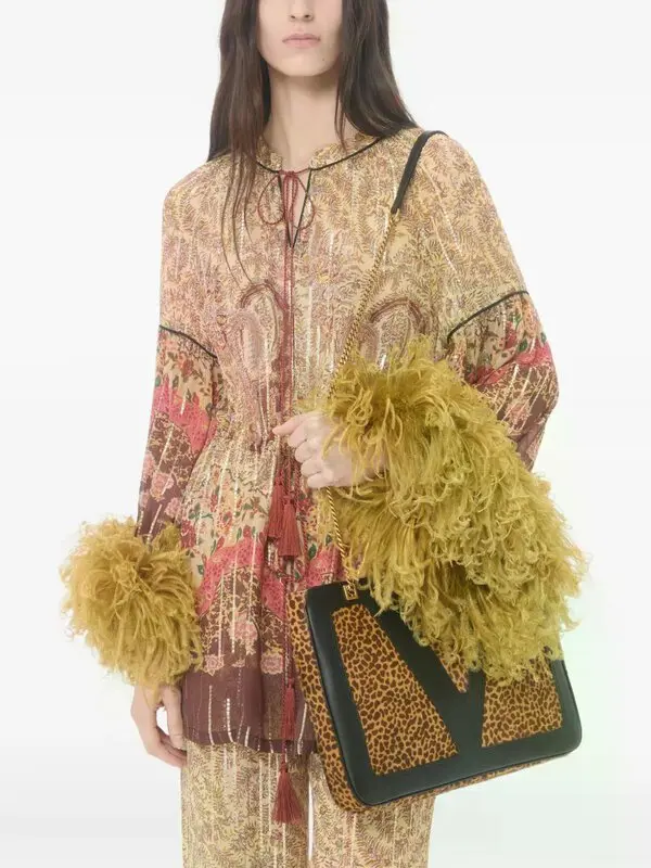 Valentino Garavani Paisley Blouse With Feather Trim - Neutrals