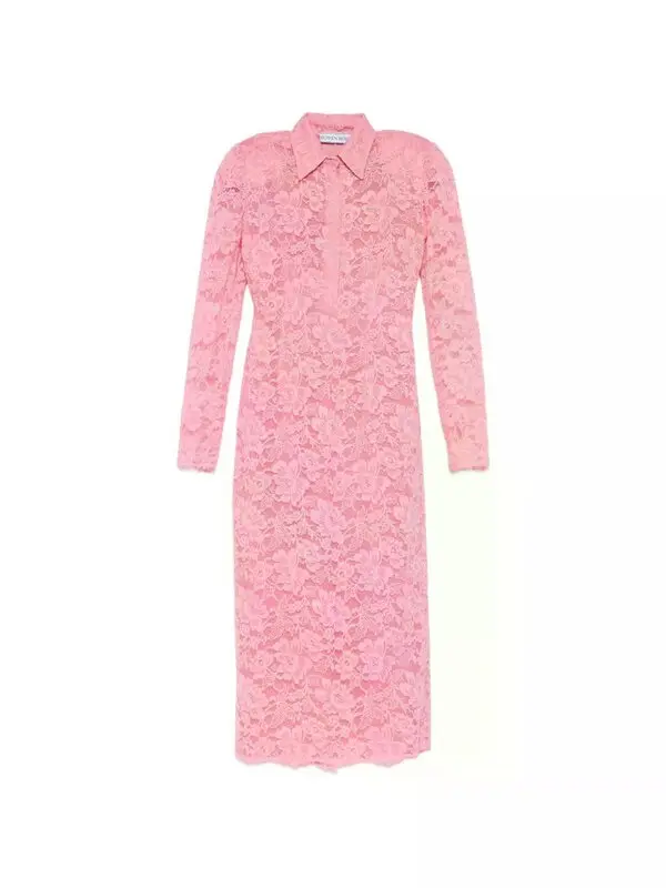 ROWEN ROSE Floral Lace Polo-collar Dress - Pink
