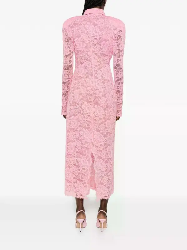 ROWEN ROSE Floral Lace Polo-collar Dress - Pink