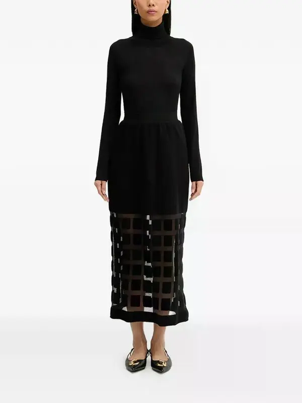 Liviana Conti Square Pattern Sheer Midi Skirt