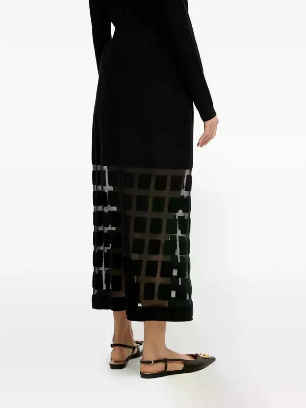 Liviana Conti Square Pattern Sheer Midi Skirt