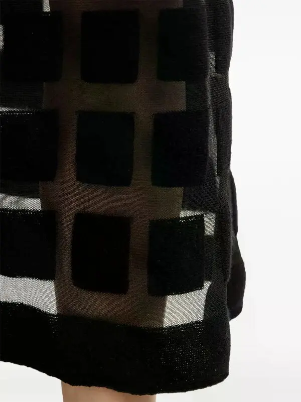 Liviana Conti Square Pattern Sheer Midi Skirt