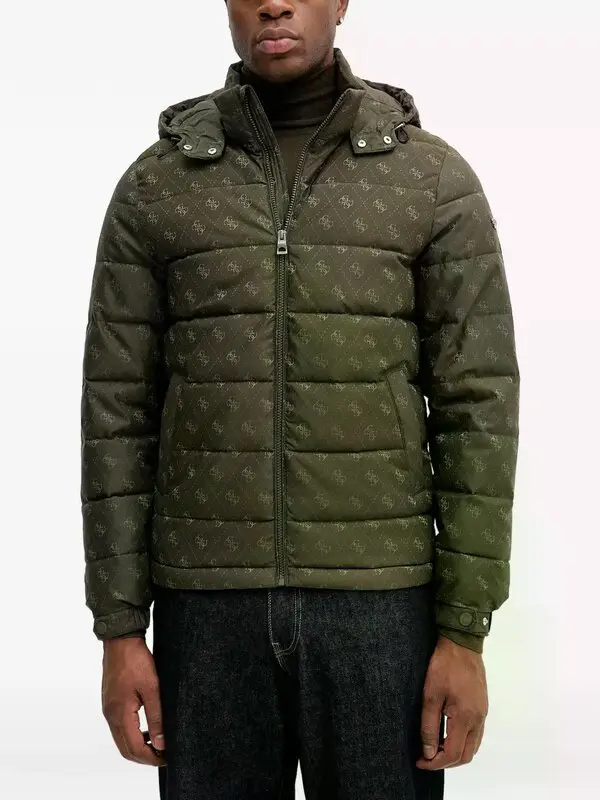 Guess Hooded Patterned Puffer Jacket
