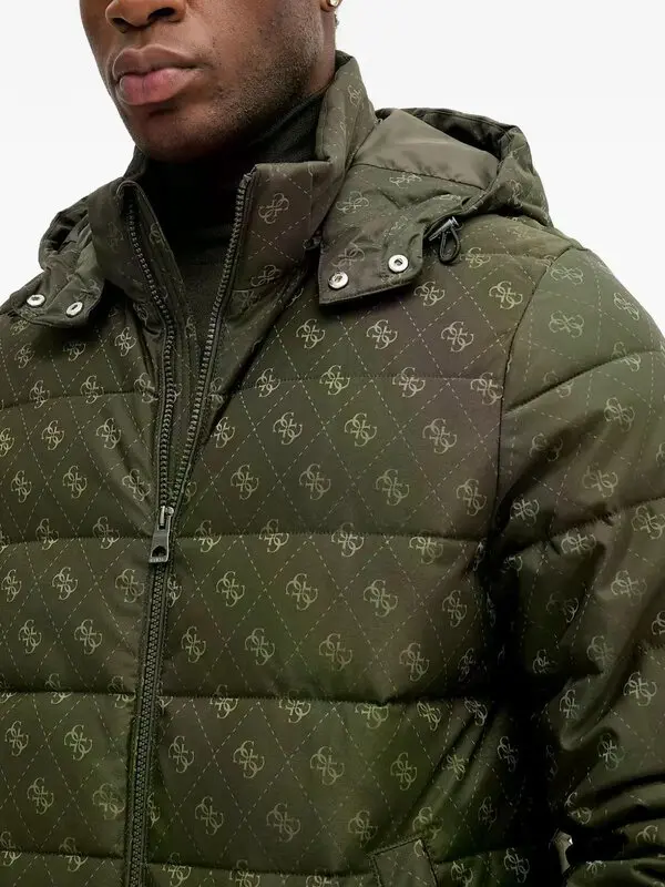 Guess Hooded Patterned Puffer Jacket