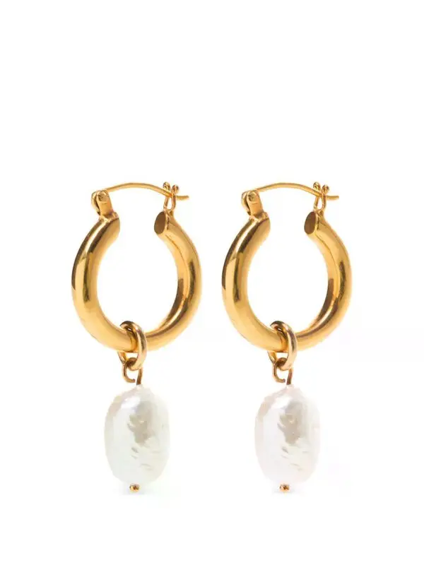 FREYA ROSE Baroque Pearl Mini Hoop Earrings - Gold
