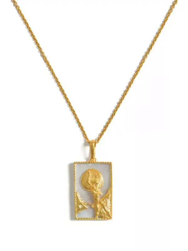 FREYA ROSE Rectangle Moon Pendant Necklace - Gold