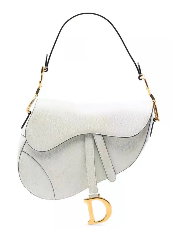 Dior 2019 Grained Calfskin Saddle Bag - White