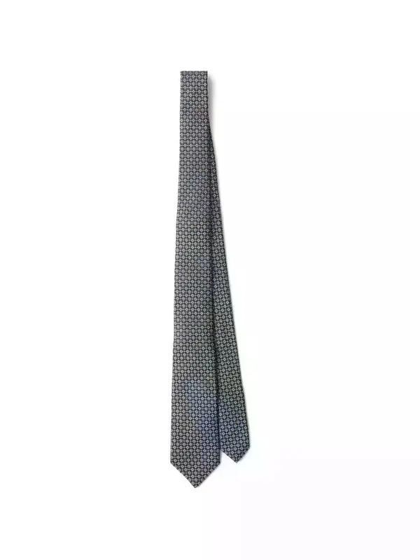 Prada Patterned Silk Neck Tie - Blue