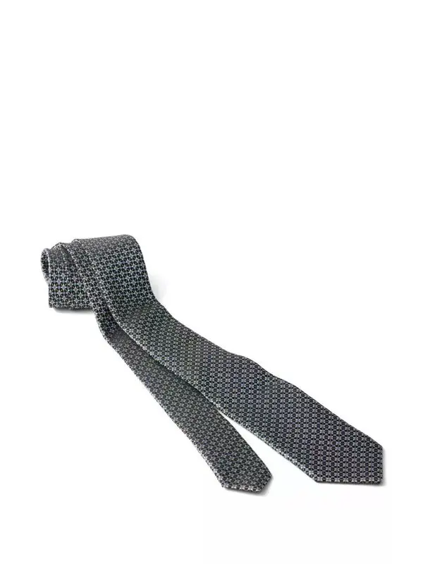 Prada Patterned Silk Neck Tie - Blue