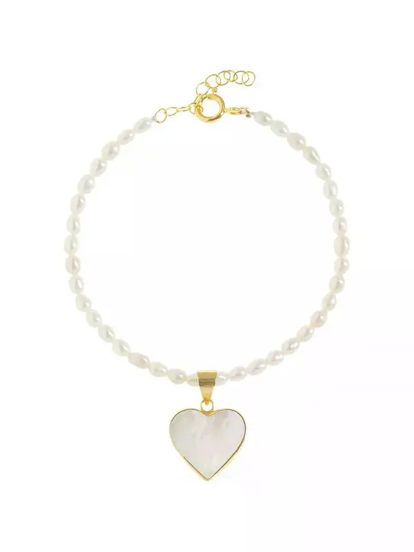 FREYA ROSE Heart-charm Pearl Bracelet - Gold