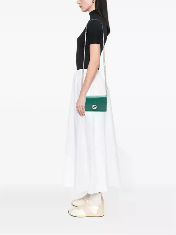 Gucci 2016-2025 Interlocking G Dollar Calfskin Wallet On Chain Crossbody Bag - Green