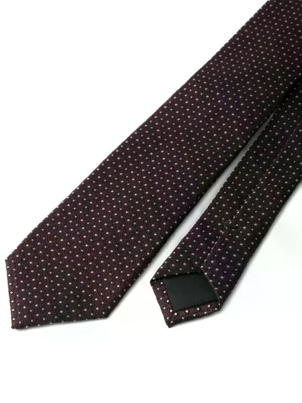 Prada Patterned Silk Neck Tie - Brown