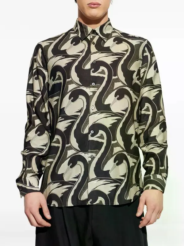 Paul Smith Long-sleeve Swan-print Shirt