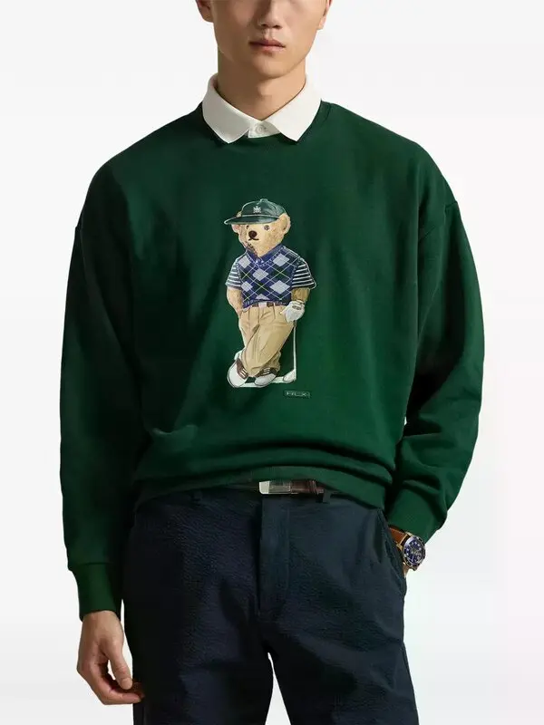 Rlx Ralph Lauren Bear-graphic Sweatshirt - Green