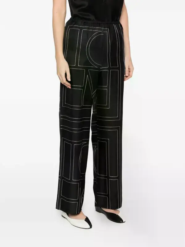 TOTEME Monogram Silk Trousers - White