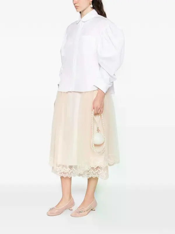 Simone Rocha Lace-trim Hip-detail Midi Skirt - Neutrals