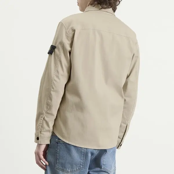 Stone Island Organic Cotton Satin Zip Shirt Jacket - Pearl Grey