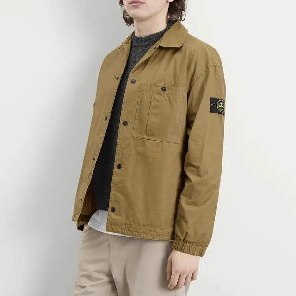 Stone Island Double Coated Cotton Ripstop Shirt Jacket - Military Green