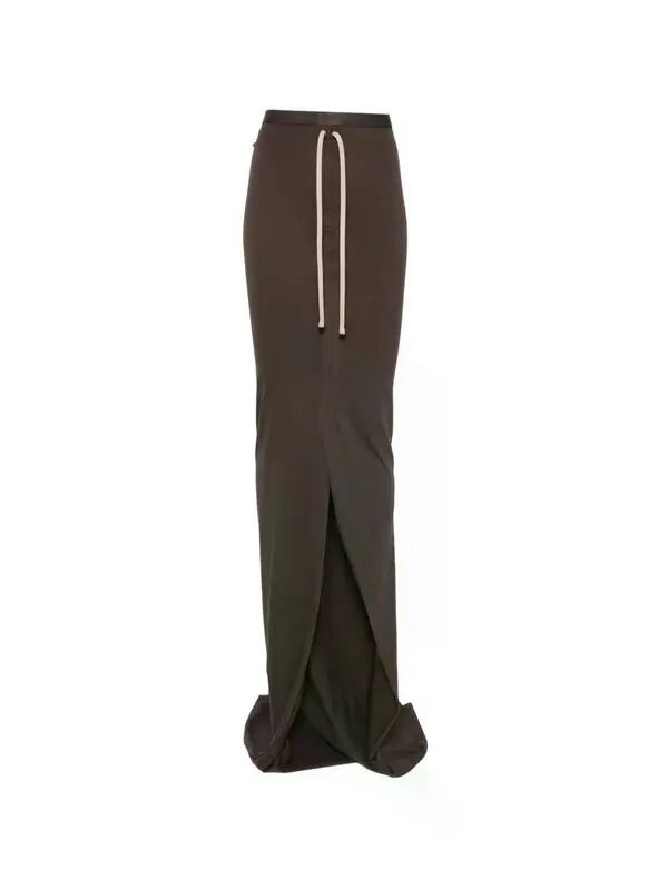 MONCLER + RICK OWENS Drawstring Slit Maxi Skirt - Brown