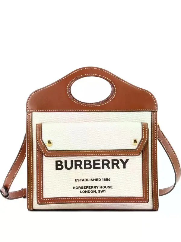 Burberry Logo Pocket Tote With Mini Crossbody Bag - Brown