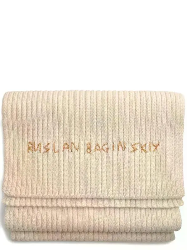 Ruslan Baginskiy Logo-emboridered Ribbed Scarf - Neutrals